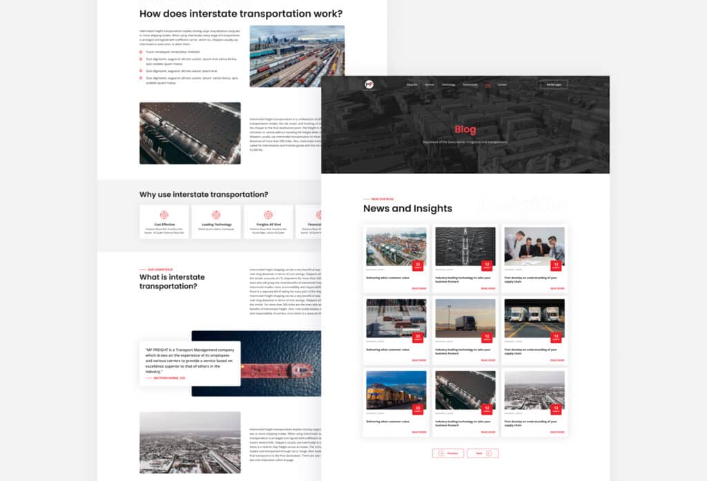 MF Freight Logistics & Transport Website